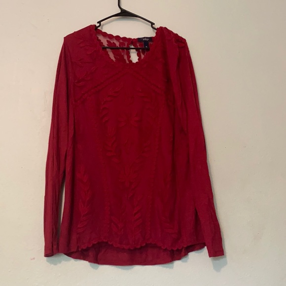 Indigo | Tops | Red Lace Shirt | Poshmark